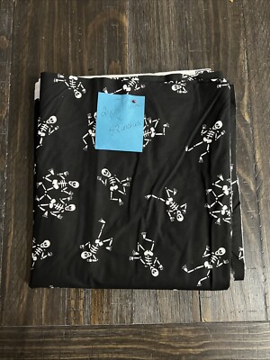 New Skeleton Halloween Fabric 2 Yards X 42” Black With White Skeletons ...