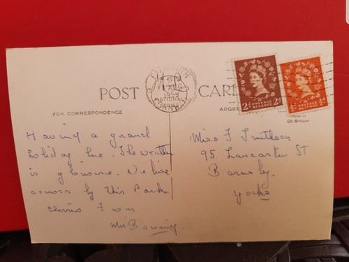 GENEALOGY POSTCARD MISS J SMITHSON 95 LANCASTER STREET BARNSLEY ...