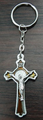 Brown Crucifix Keyring Holy Cross Key Ring Catholic | eBay UK