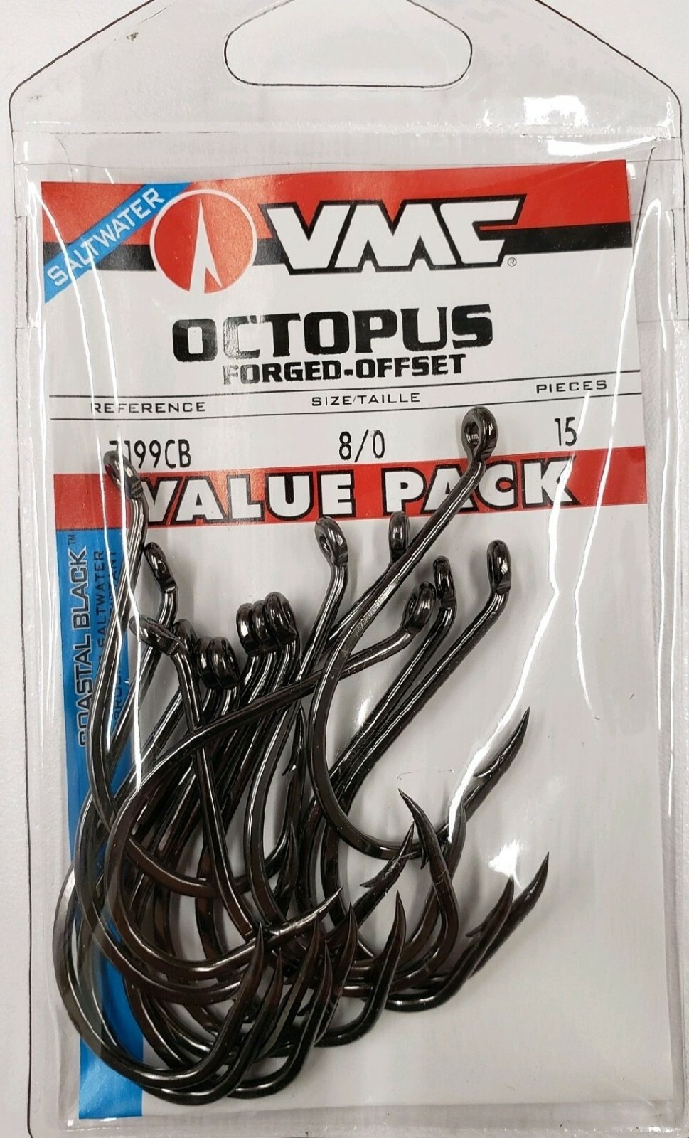 VMC 7199-CBOVP Octopus Live Bait Hook 8/0 15 Pack Coastal Black VALUE ...
