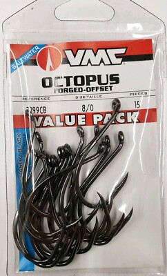 VMC 7199-CBOVP Octopus Live Bait Hook 8/0 15 Pack Coastal Black VALUE PACK | eBay