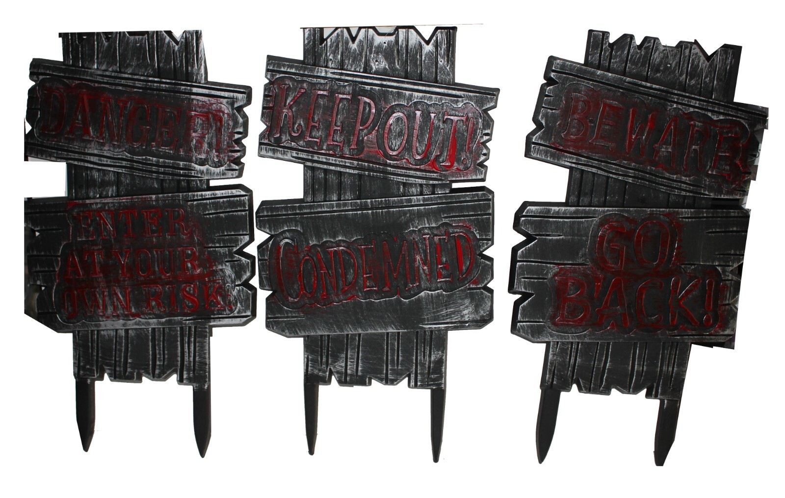 Set of 3 21" Asst. Halloween Sturdy Plastic Creepy Signs, Props ...