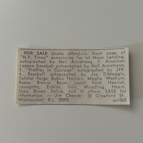 For Sale Make Offers NY Times Jim Cheever Woonsocket RI 1973 Ad SAI4 ...