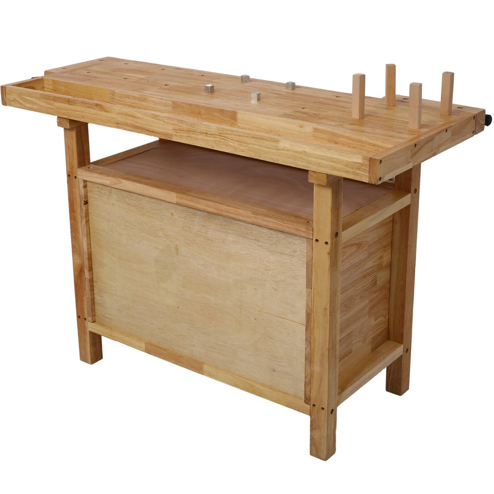 Wood Workbench Wooden Work Bench Workstation Table for Garage Workshop ...