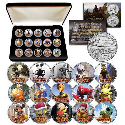 NYC THANKSGIVING DAY PARADE 2021 U.S. Quarters 15-Coin Ballon Set Yoda ...