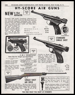 1951 HY-SCORE Model 802 6-Shot, 800 Single-Shot, 803 Pistol, 801 Air ...