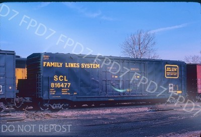 ORIGINAL SLIDE SCL Seaboard Coast Line 50' XL Box Car 816477;MerlosePk ...