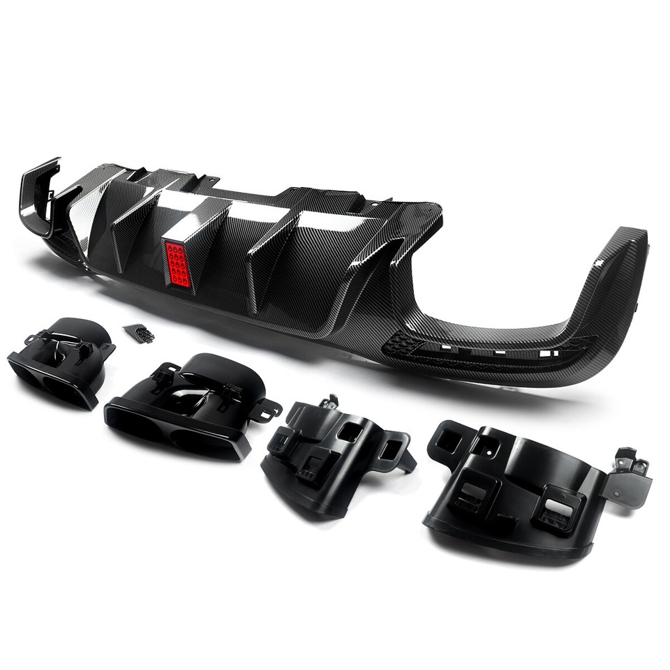 Carbon Bs Style Rear Diffuser For Mercedes GLE Class W166 X166 W/ LED ...