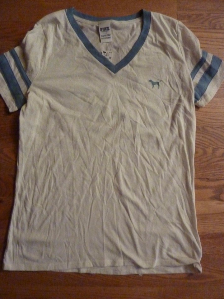 VICTORIAS SECRET PINK APPLIQUE CURSIVE "PINK" DOG SCOOPNECK NWT | eBay