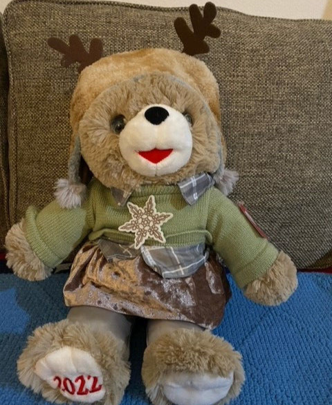 2022 WalMART CHRISTMAS Snowflake TEDDY BEAR Tan Girl 20" Antler Dress ...