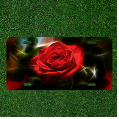 Custom Personalized License Plate Auto Tag With Fancy Red Rose Flower ...