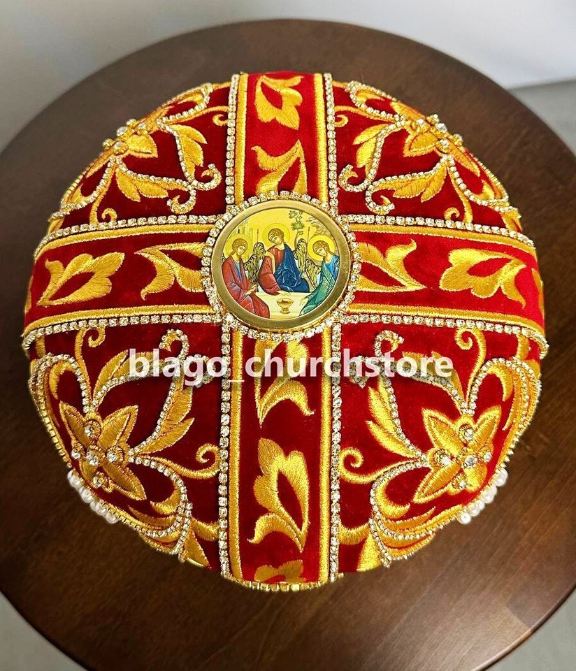 Red Velvet Priest Bishop Mitre Orthodox Church Clerics Hat Decorative ...