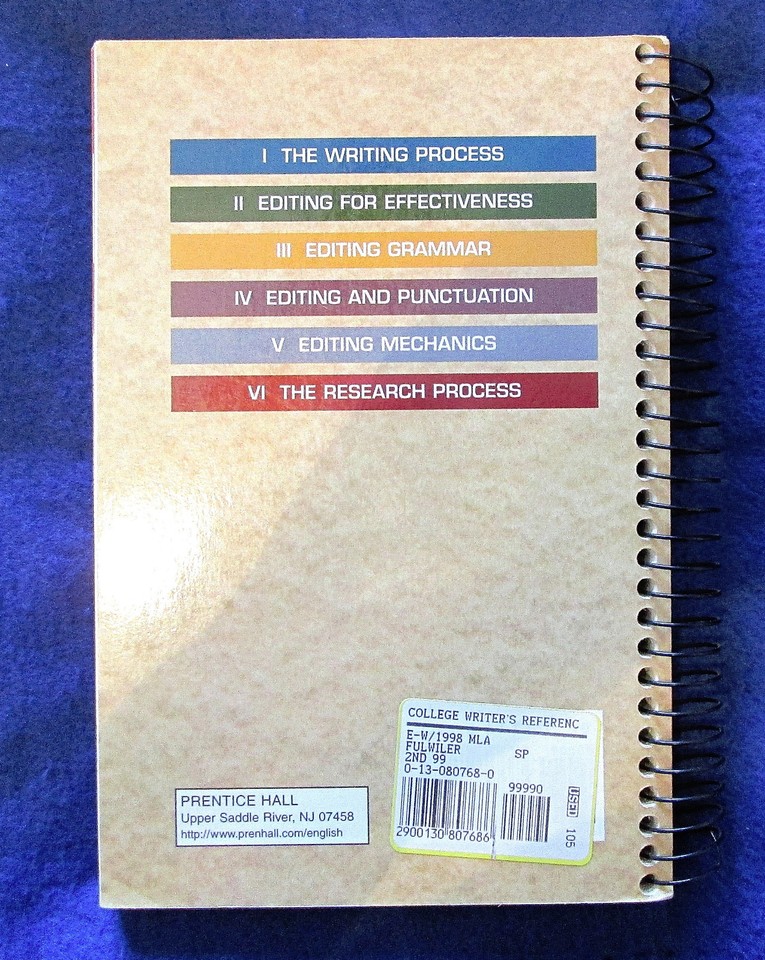 COLLEGE WRITER'S REFERENCE BOOK - 2ND EDITION - FULWILER & HAYAKAWA | eBay