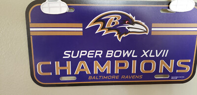 BALTIMORE RAVENS SUPER BOWL CHAMPIONS FOOTBALL LICENSE PLATE NEW | eBay