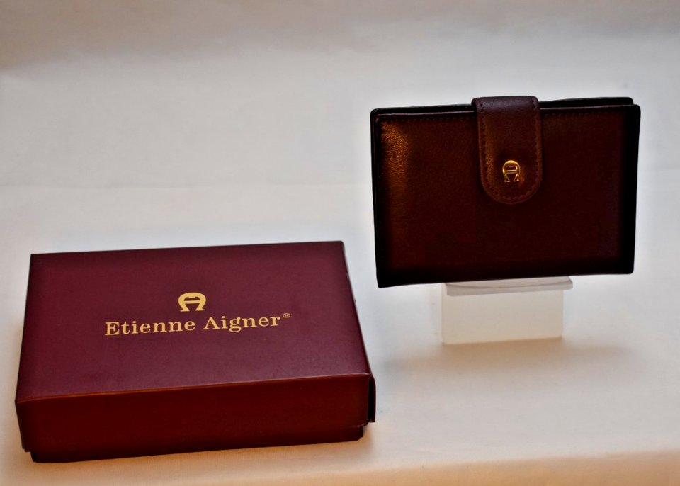 Vintage Etienne Aigner Mahogany Leather Wallet Snap Front 3" x 4 1/4 ...