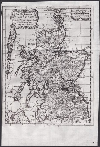 Scotland Ecosse Great Britain Map Card Sanson Engraving 1680 | eBay