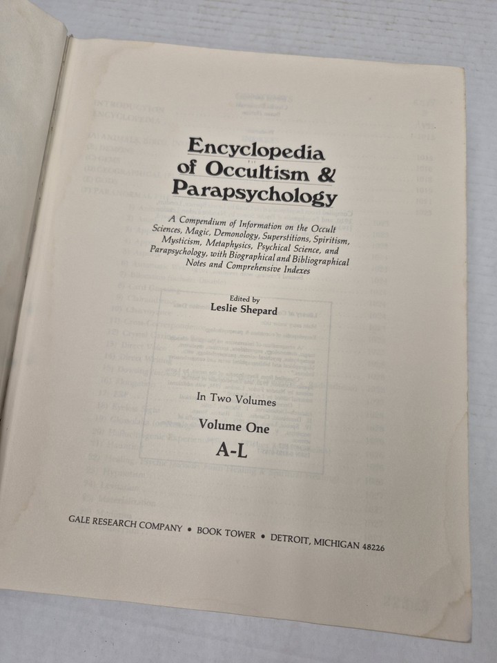 Encyclopedia Of Occultism & Parapsychology 1979 2 Volume Set Gale ...