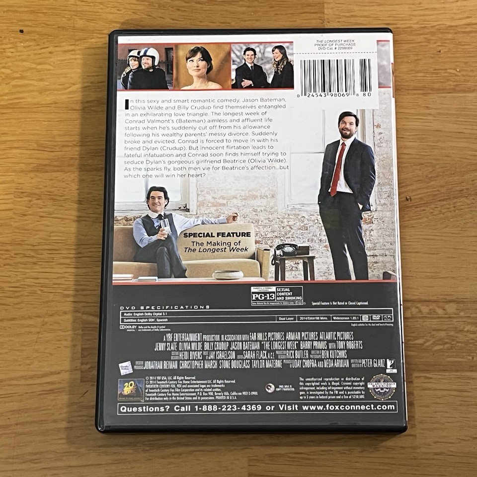 The Longest Week (DVD, 2014) 20th Century Fox Jenny Slate Olivia Wilde ...