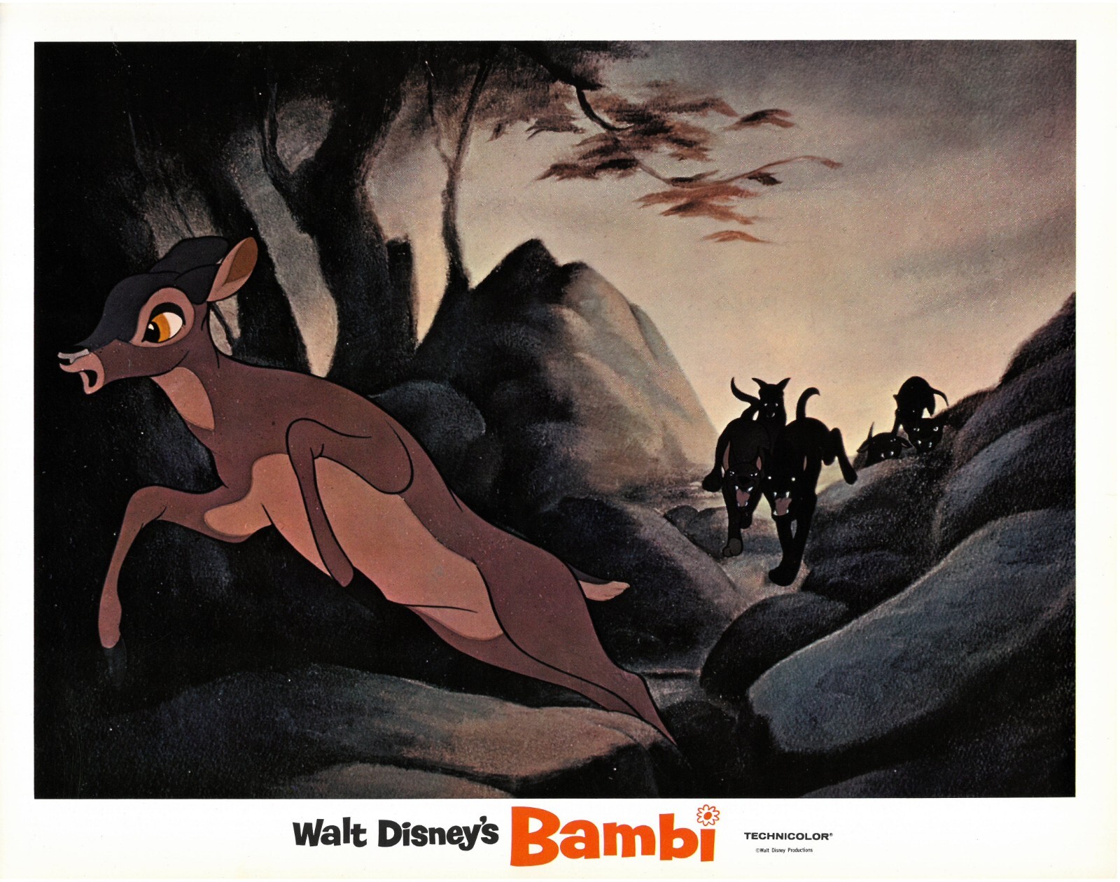Bambi Lobby Card Faline Forest Dog Chase Forest Animation Art UF | eBay