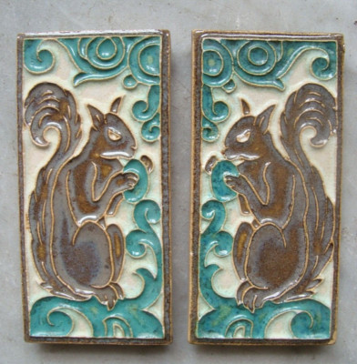 rare Royal Delft Cloisonne tiles ,squirrels ,animal,1920 porceleyne ...