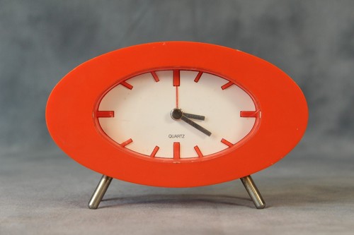 Vintage Space Age Orange Mid Century Ikea Ticka Oval Eye Bedside Alarm ...