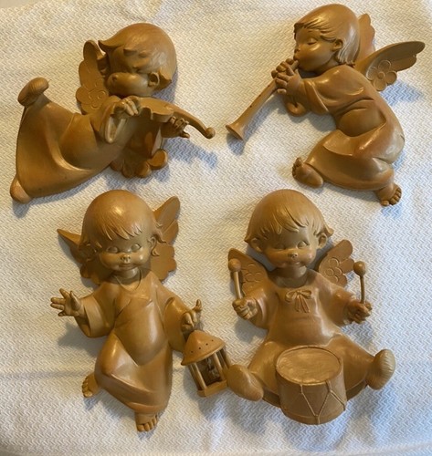 Angels Set of 4 Cherubs Wall Hanging ITALY Angel Band Drum Singer Flute ...