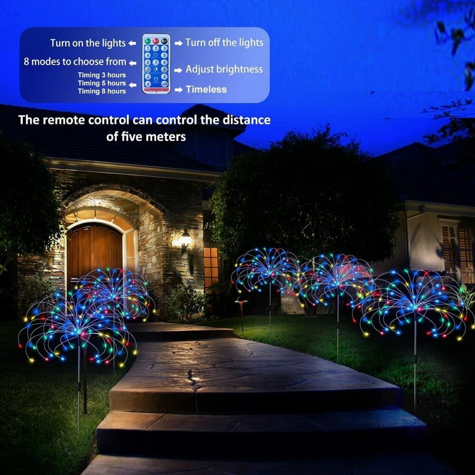 3PCS 360 LED Solar Firework Starburst Light Fairy Lamp Garden Path ...