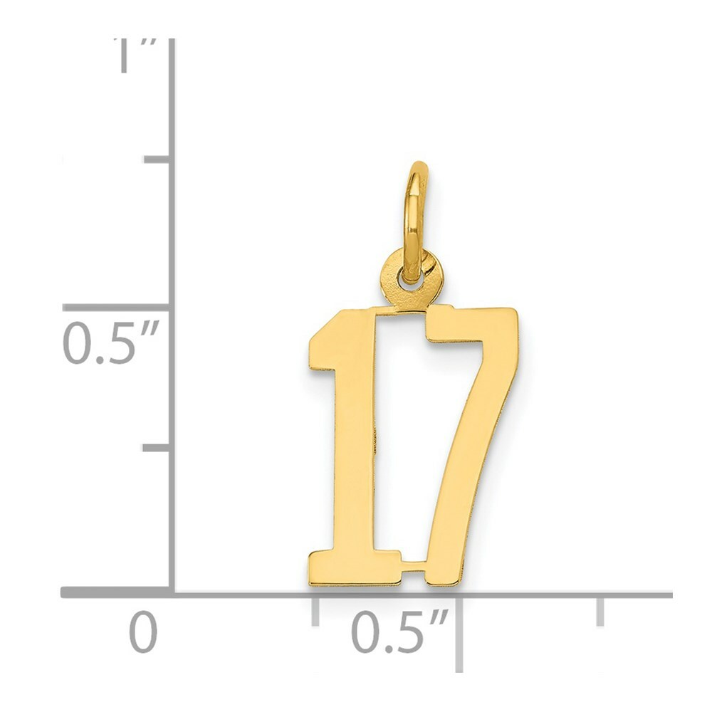 14k Yellow Gold Small Elongated Number # 17 Charm Pendant 0.75 Inch | eBay