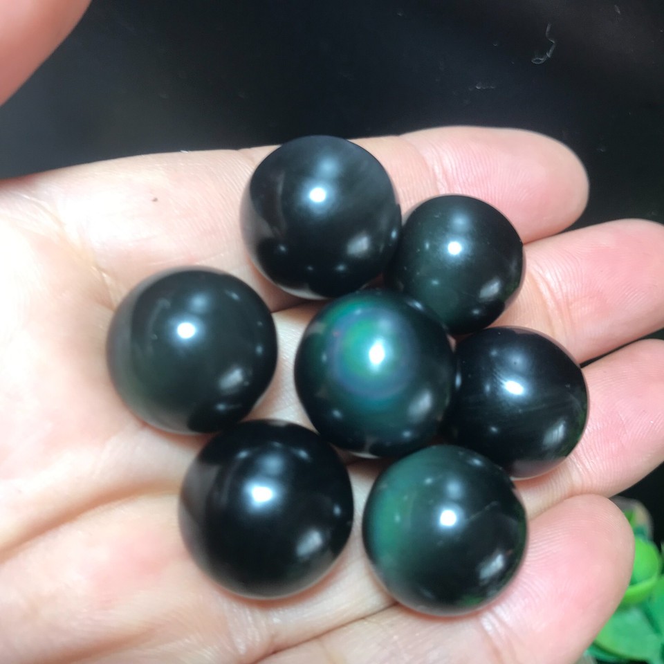 7pcs 32g Rainbow Natural Obsidian Quartz Crystal boll shaped Healing ...