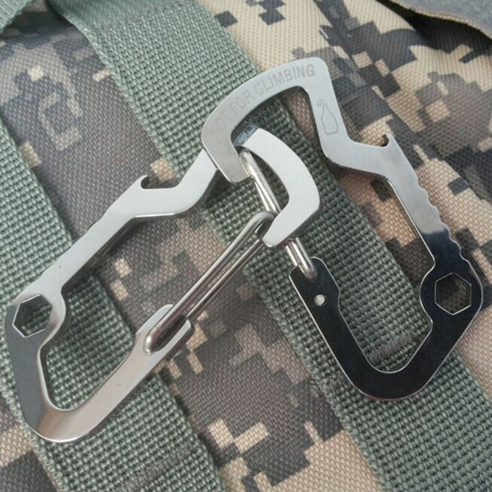 D-type Water Bottle Tied Buckle Stainless Steel Mini EDC Carabiners ...