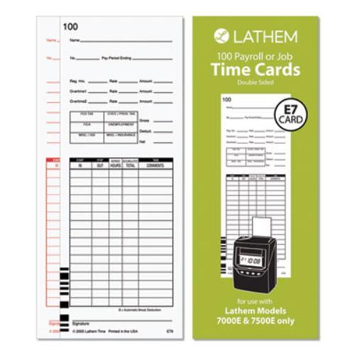 Lathem Time E79-100 Time Cards For Lathem 7000e And 7500e Time Clocks ...