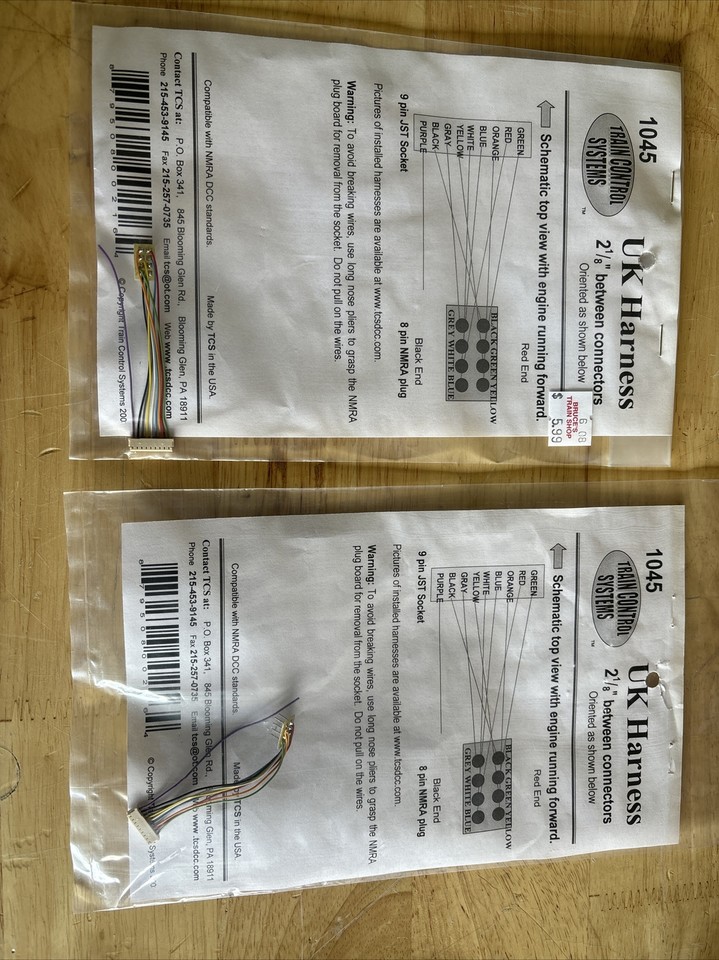 TCS ~ 1045 9 Pin To 8 Pin Dcc Decoder Harness - 2 Harnesses | eBay