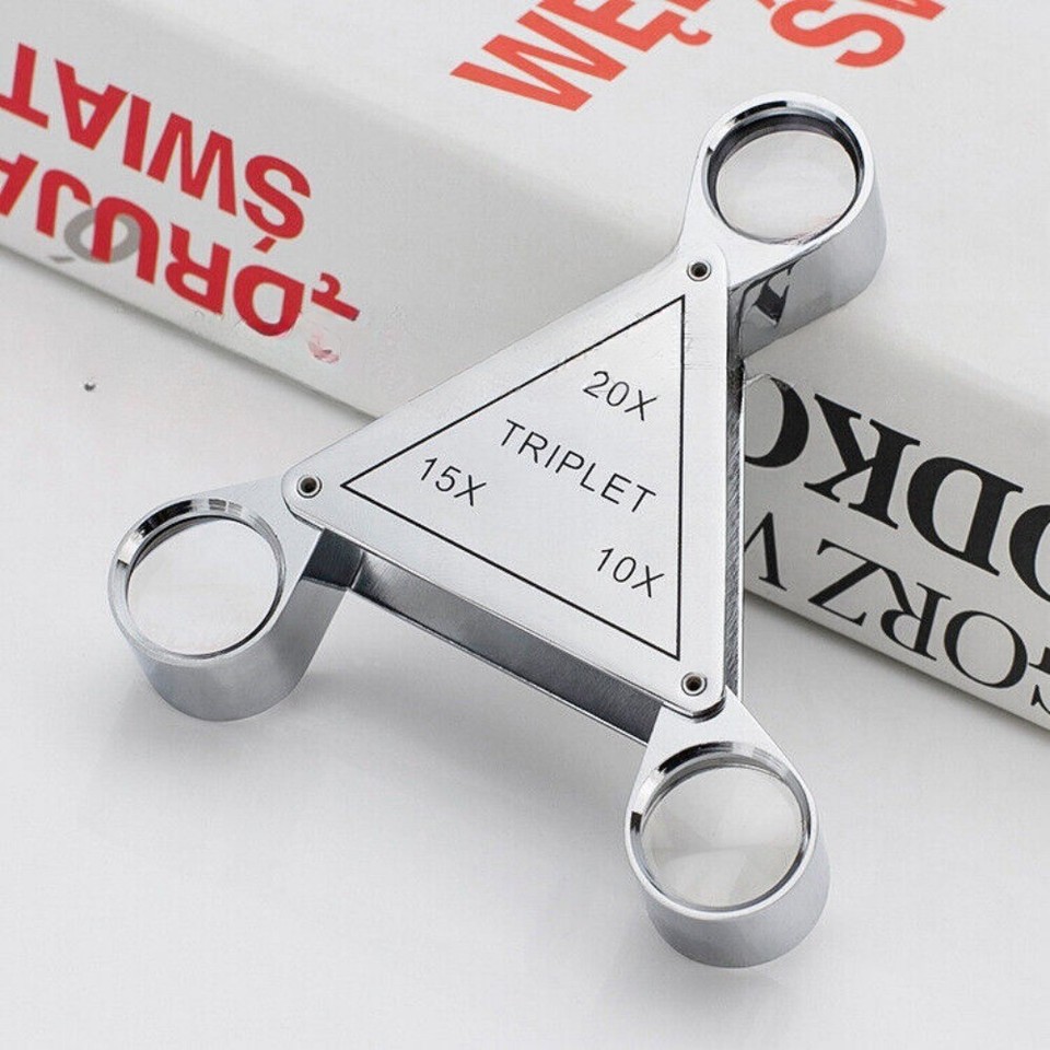 Jewelers Loupe 10X 15X 20X Triangle Triplet Magnifier 1pcs Handheld Eye ...