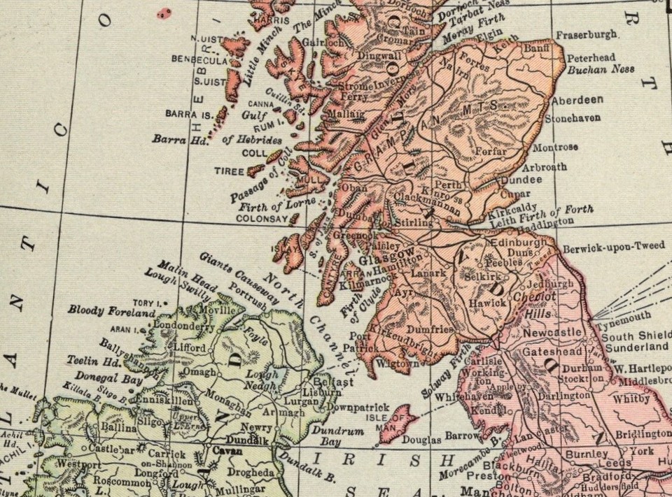 1919 Antique UNITED KINGDOM Map BRITISH ISLES Map Great Britain Map ...