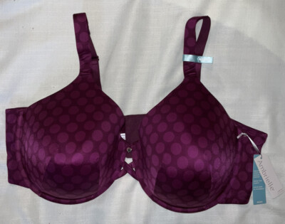 Ambrielle Everyday Full Coverage Bra, NWT, Size 46DDD, Purple Dots | eBay