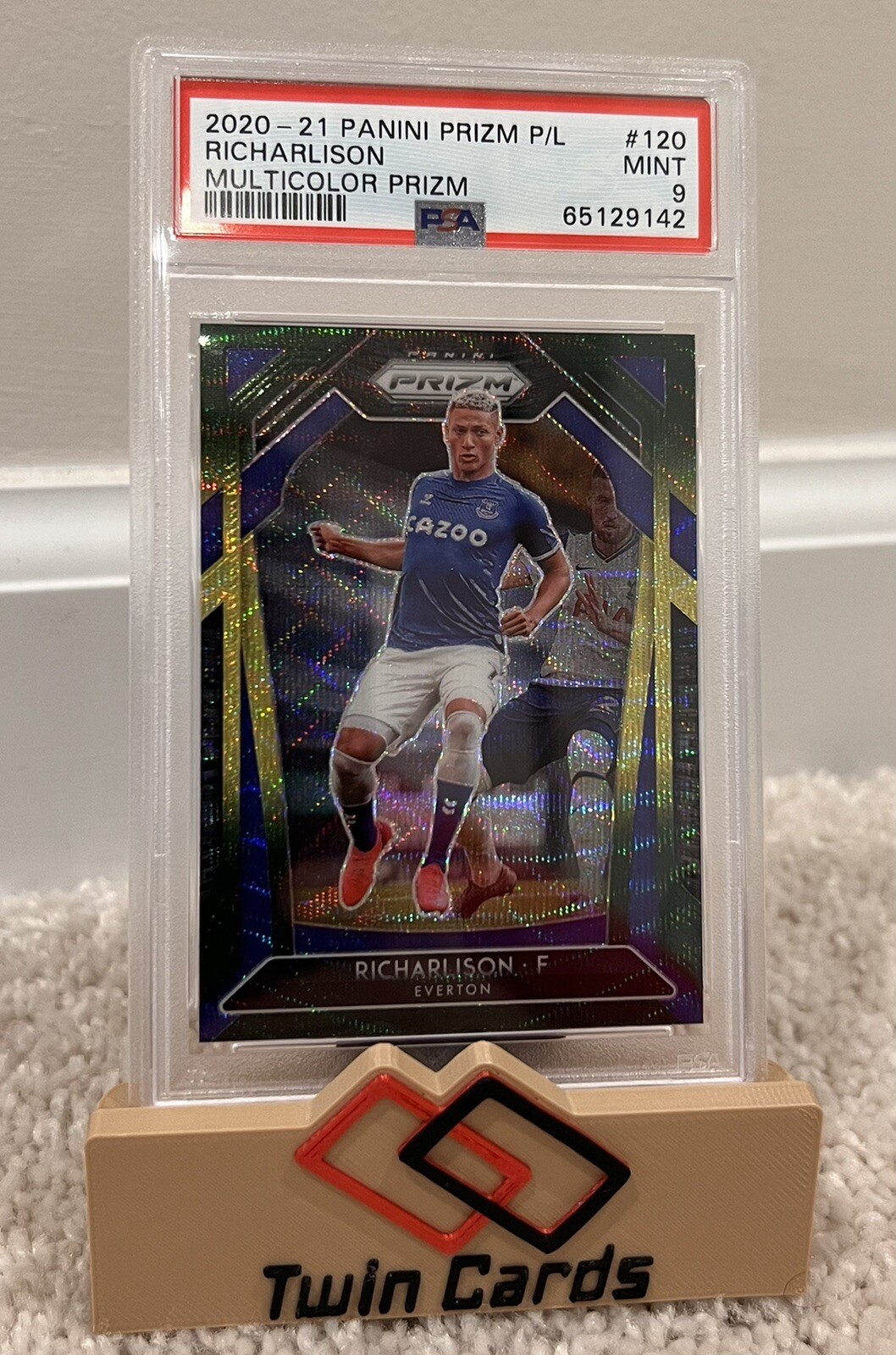2020-21 Prizm EPL Multi Color Prizm Richarlison #120 Everton SP PSA 9 ...