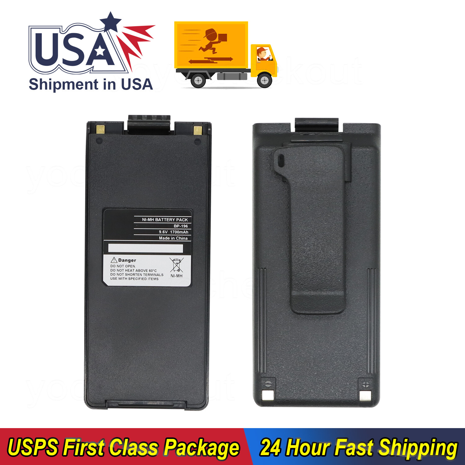 For ICOM IC-F4S IC-F4TR IC-A4E IC-F3S IC-T2A IC-T2H Battery BP-196 ...