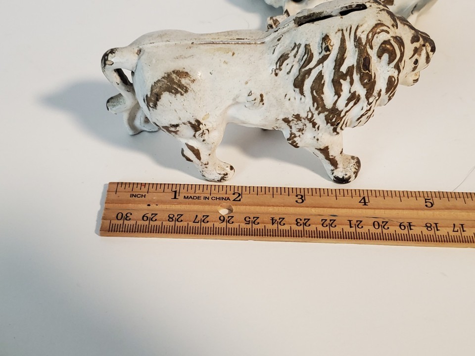 Vintage Pair Of Cast Iron Lion Coin Banks Metal Sculpture | eBay