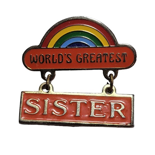World's Greatest Sister Brooch Pin - Rainbow Dangle | eBay