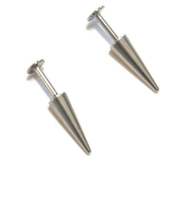 2 PCS 14g 6mm Length 12mm Spike Surgical Steel Flat Back LABRETS. | eBay