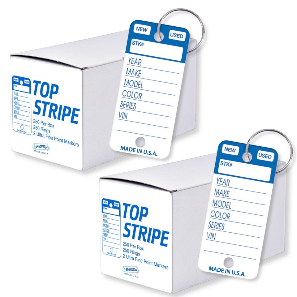250 Versa Key Tags Heavy Duty Plastic w/ Rings & Markers Key Tag Labels ...