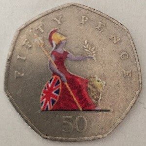 50P FIFTY PENCE COLOUR DECAL COIN STICKERS Scouts Guides WWF Britain ...