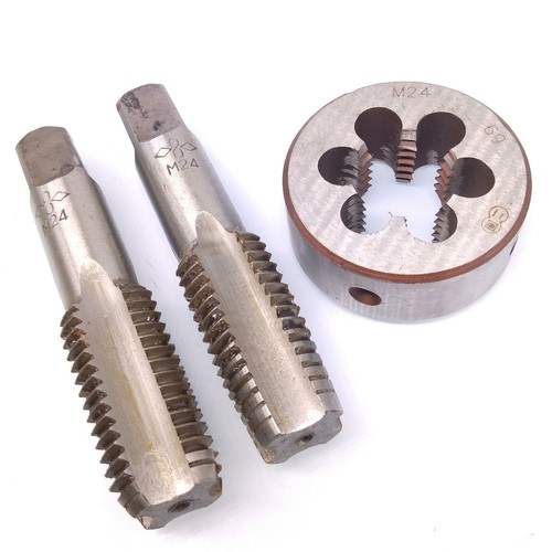 HSS M24 x 3mm Taper & Plug Tap & M24 x 3mm Die Metric Thread Right Hand ...