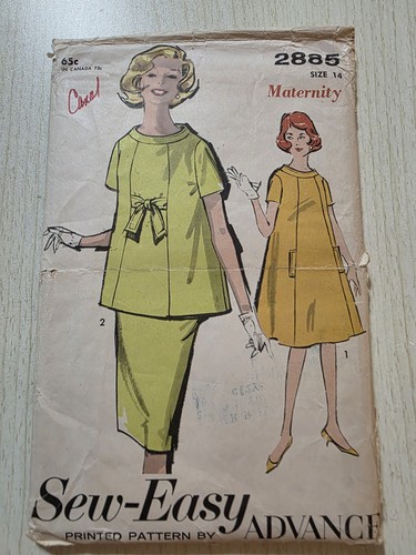 Advance Vintage Sewing Pattern Maternity Dress Size 14 | eBay