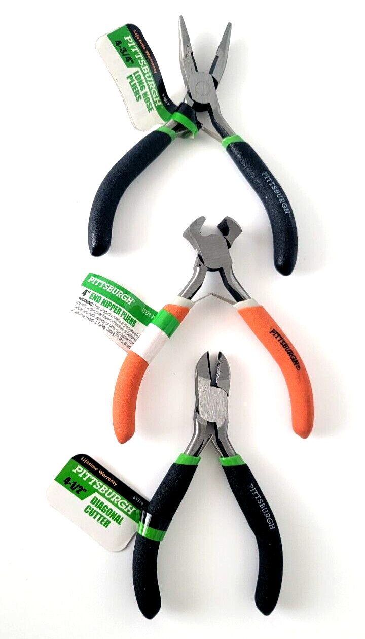 Pittsburgh 4-1/2" diagonal cutter ,4-3/4" Long nose Pliers ,4" end ...