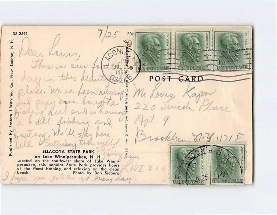Postcard Ellacoya State Park Lake Winnipesaukee New Hampshire USA | eBay