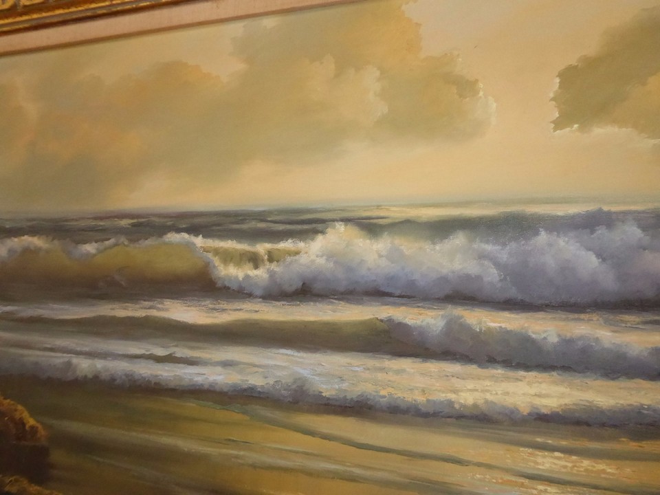 Vintage Oil on Canvas Painting Picture Ocean Wave by Beverly Carrick | eBay