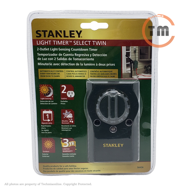 2 Each 56436 Tm501 Stanley Outdoor Light Timer Select Twin Sensing ...