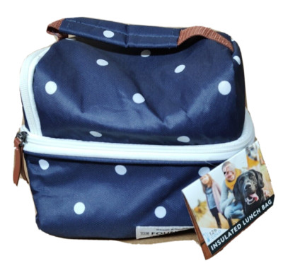 The Foundry Insulated Lunch Bag Navy White Dots 8 Can Capacity | eBay