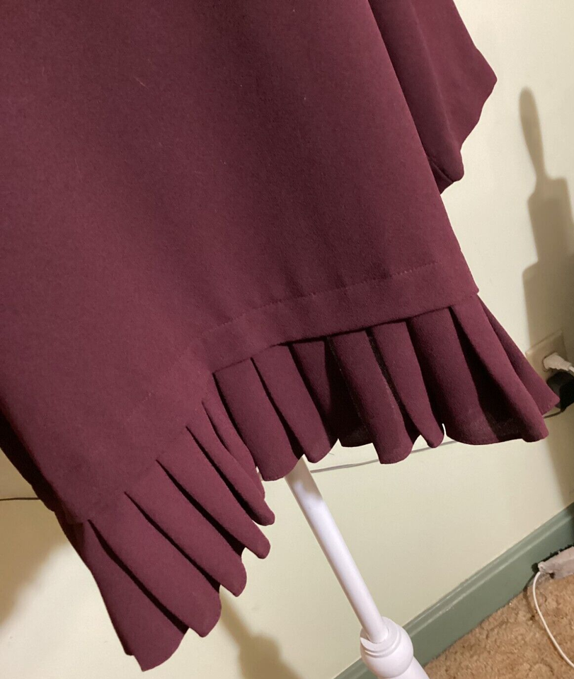 J. Jill Women's Size Large Maroon Pleated Ruffle Peplum 3/4 Sleeve ...
